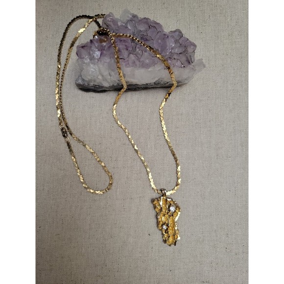 Unbranded | Jewelry | Vtg 97s Gold Tone Fake Gold Nugget Large Pendant ...